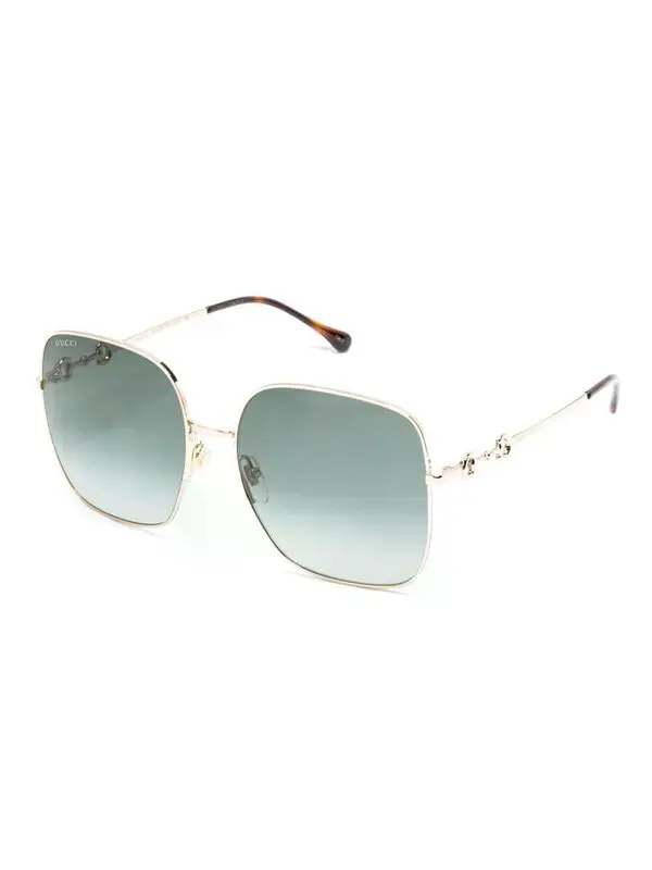 Gucci Horsebit Detail Square-frame Sunglasses - Gold