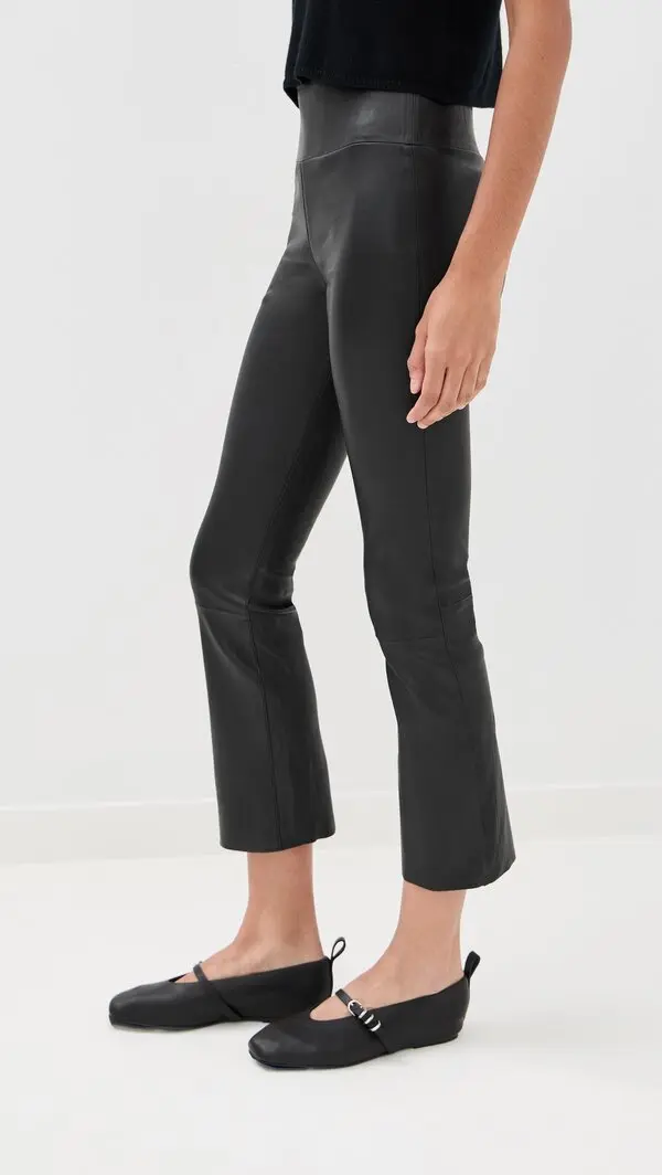 Sprwmn Leather Crop Flare Leggings