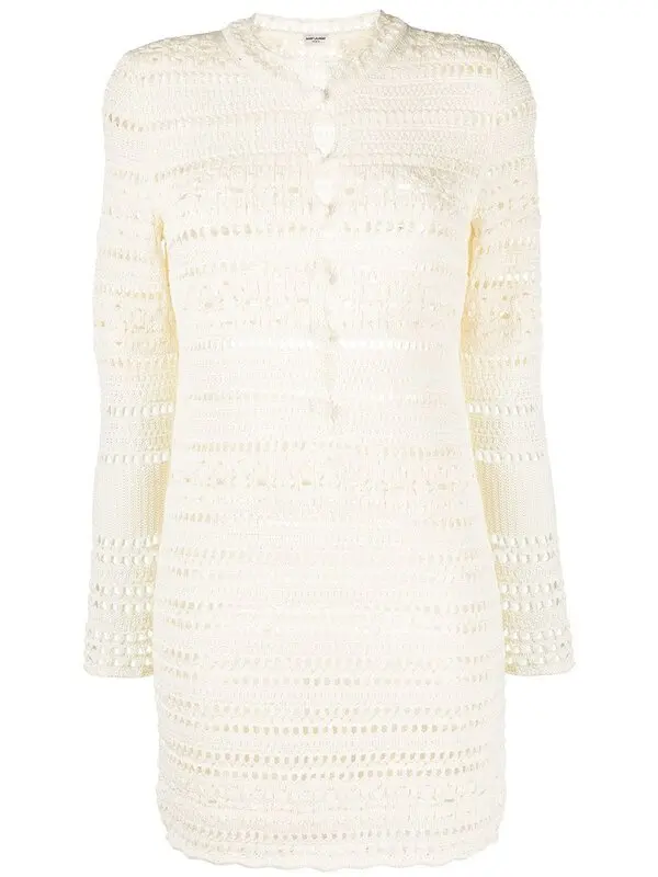 Saint Laurent Pointelle-knit Mini Dress