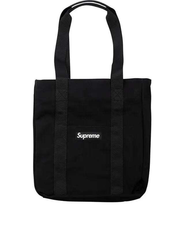 Supreme Logo-patch Canvas Tote Bag - Black