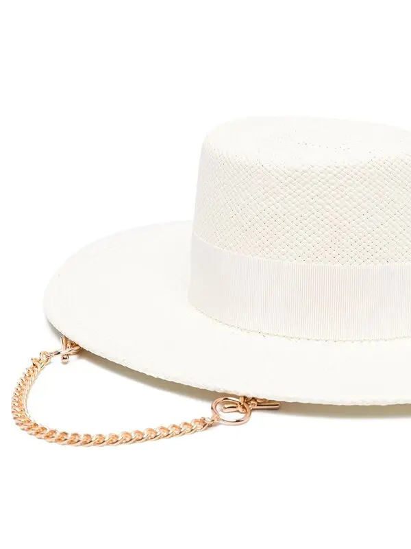 Ruslan Baginskiy Chain-embellished Boater Hat