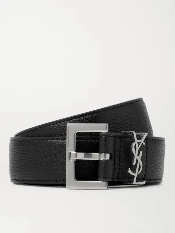 Saint Laurent 3cm Full-grain Leather Belt - Black