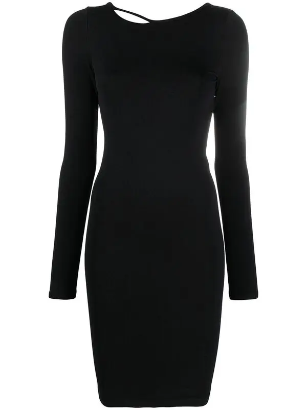 Helmut Lang Long-sleeved V-back Dress - Black