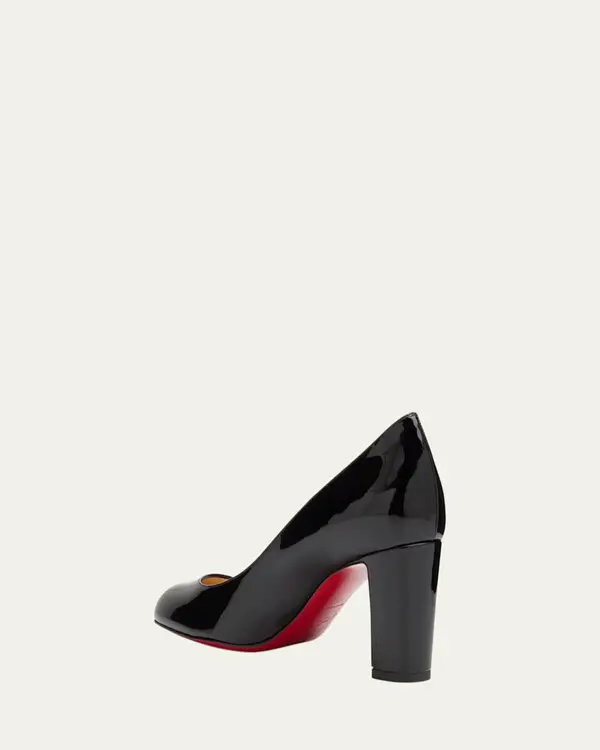 Christian Louboutin 70mm Cadrilla Patent Block-Heel Pumps Black