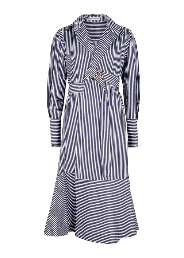 Palmer//Harding Calli Striped Cotton Wrap Dress In Navy - 66% Off |  Editorialist