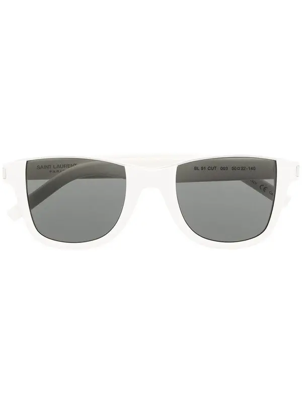 Saint Laurent Cut-away Square-frame Sunglasses - White
