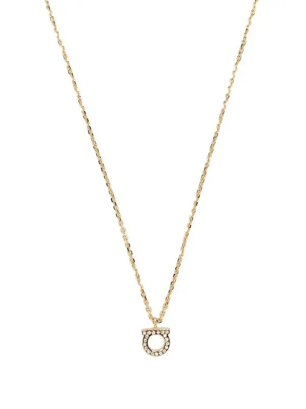 FERRAGAMO Crystal-embellished Gancini Necklace - Gold