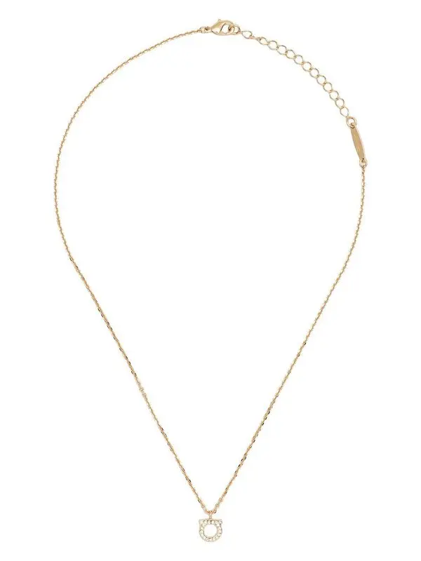 FERRAGAMO Gancini Crystal Pendant Necklace - Gold