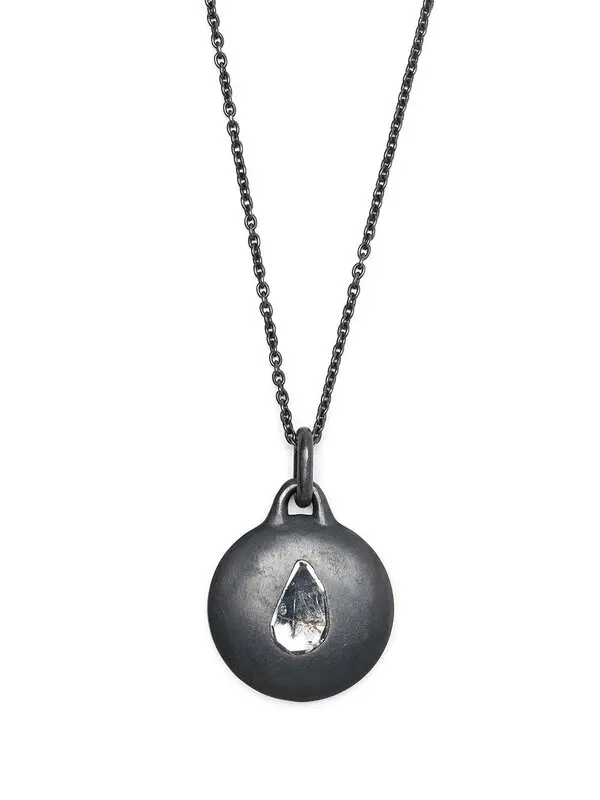 PARTS OF FOUR Disk Diamond Pendant Necklace - Black