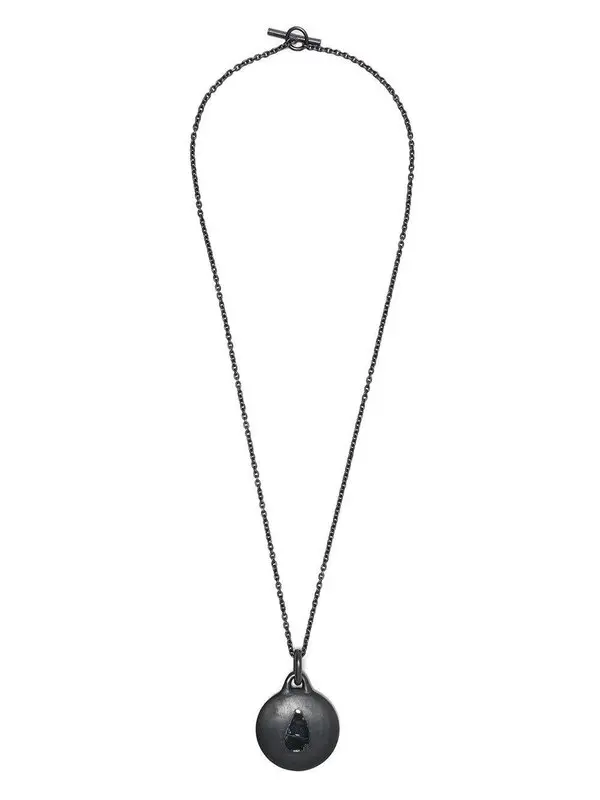 PARTS OF FOUR Disk Diamond Pendant Necklace - Black
