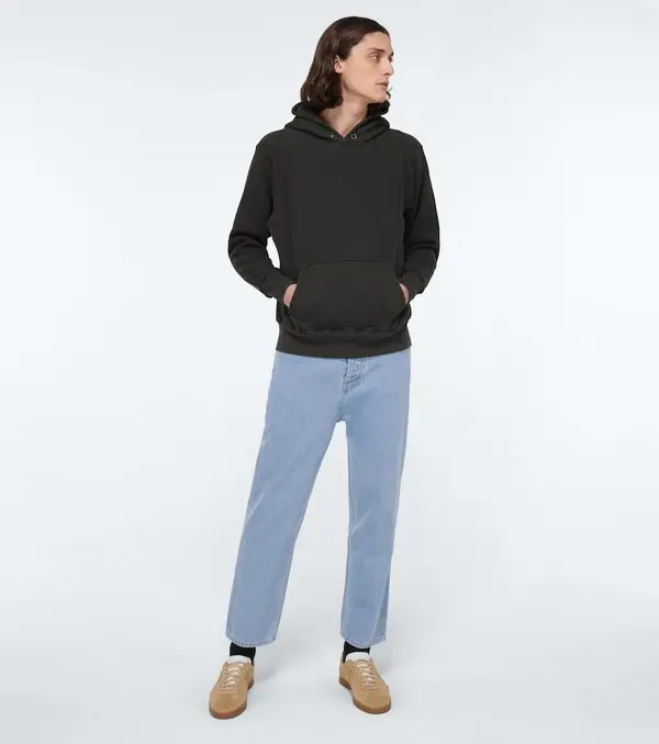 LES TIEN Cropped Hooded Sweatshirt - Black