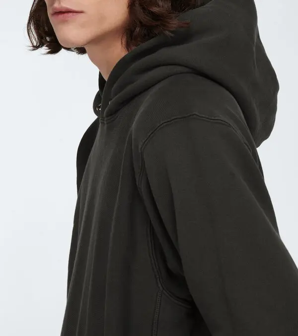 LES TIEN Cropped Hooded Sweatshirt - Black