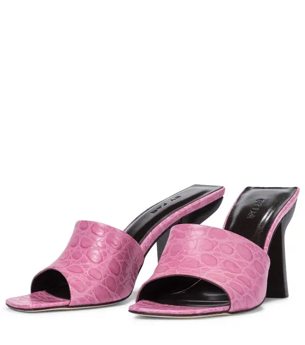 By Far Liliana Croc-effect Leather Sandals