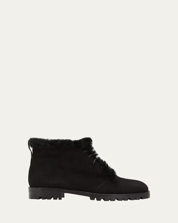 Manolo Blahnik Mircus Suede Shearling Booties