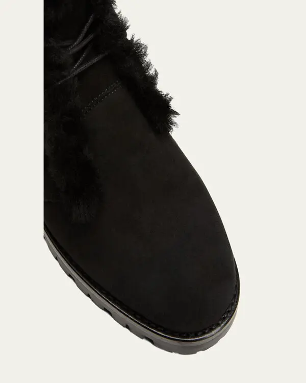 Manolo Blahnik Mircus Suede Shearling Booties