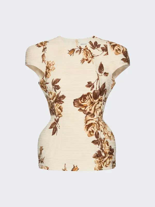 Magda Butrym Fitted Floral Print Top - Cream