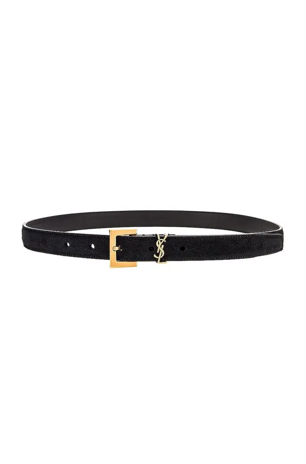Saint Laurent Light Suede Belt - Black