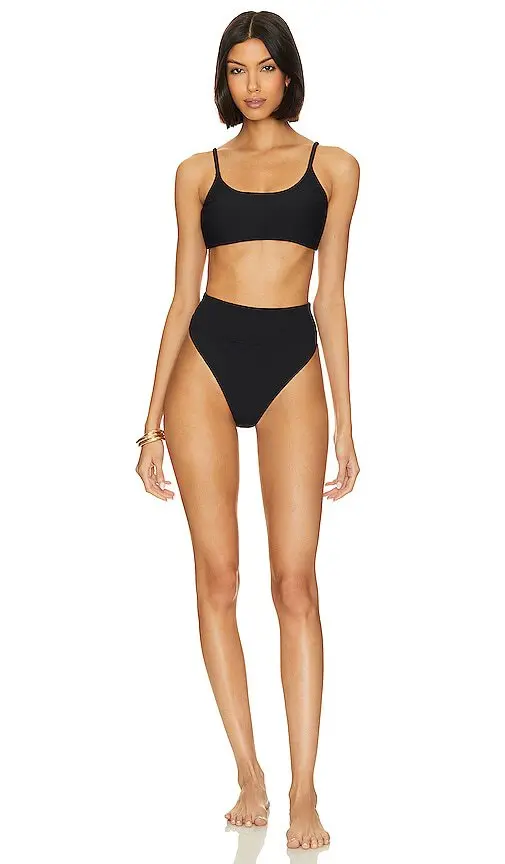 Beach Riot Highway Bikini Bottom - Black Waffle