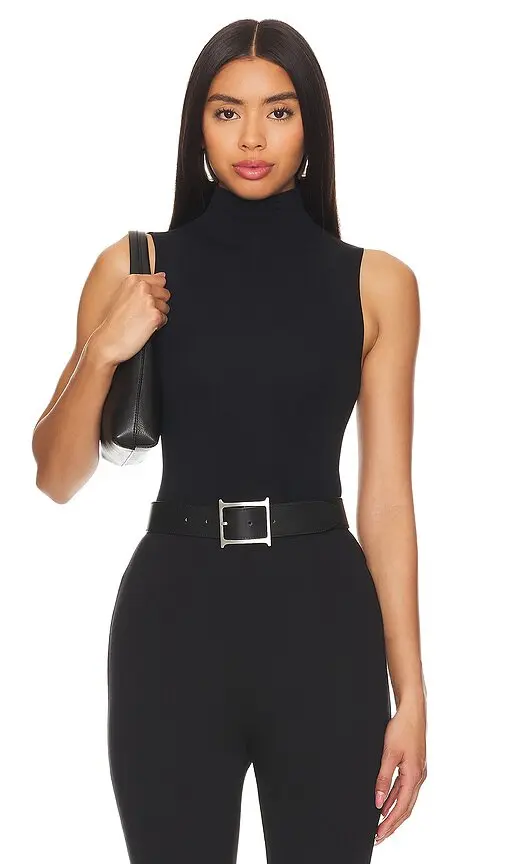 Commando Ballet Seamless Mockneck Thong Bodysuit - Black