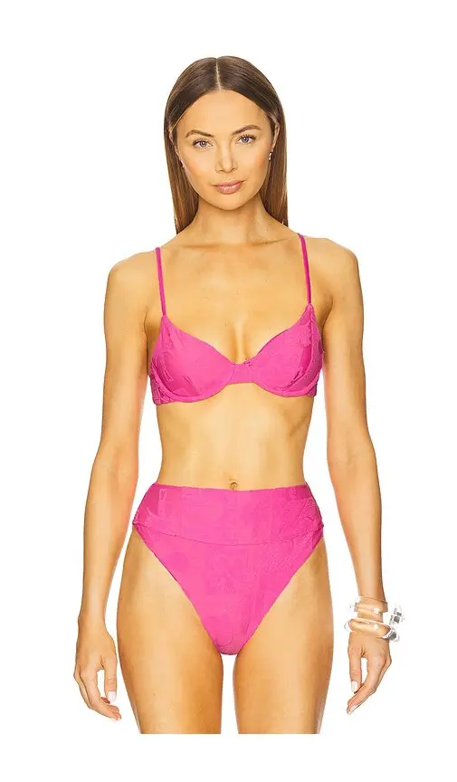 Beach Riot Camilla Bikini Top - Strawberry Stand Terry