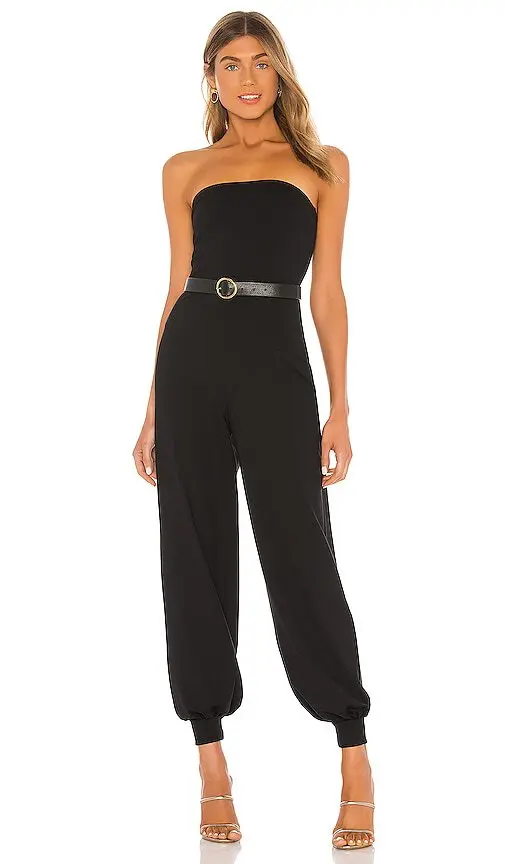 Susana Monaco Strapless Cuffed Ankle Jumpsuit - Black