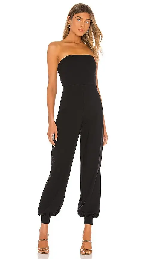 Susana Monaco Strapless Cuffed Ankle Jumpsuit - Black