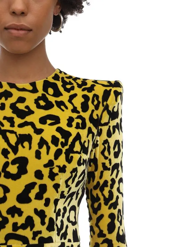 Alex Perry Jax Leopard Print Velvet Mini Dress