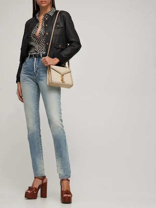 Saint Laurent 125mm Bianca Leather Platform Sandals