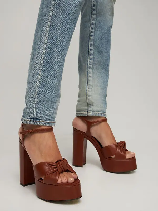 Saint Laurent 125mm Bianca Leather Platform Sandals