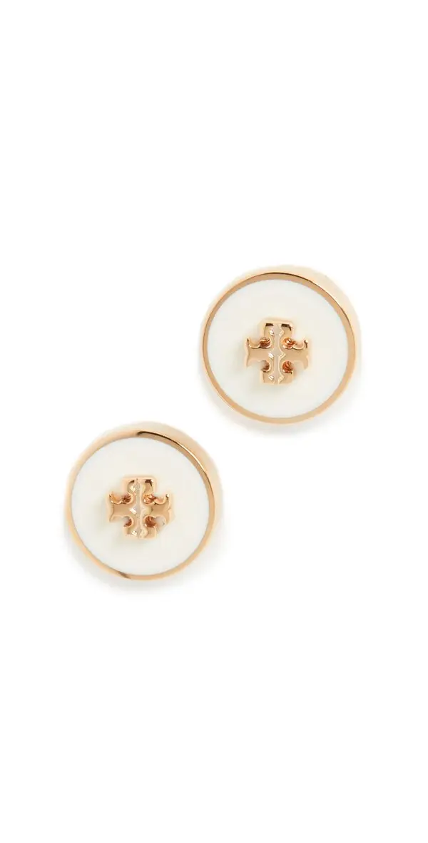Tory Burch Kira Enamel Circle Stud Earrings - Tory Gold/new Ivory