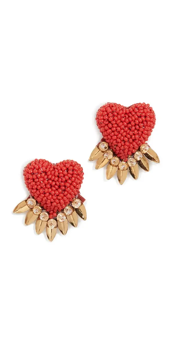 Deepa Gurnani Danika Heart Earrings - Red