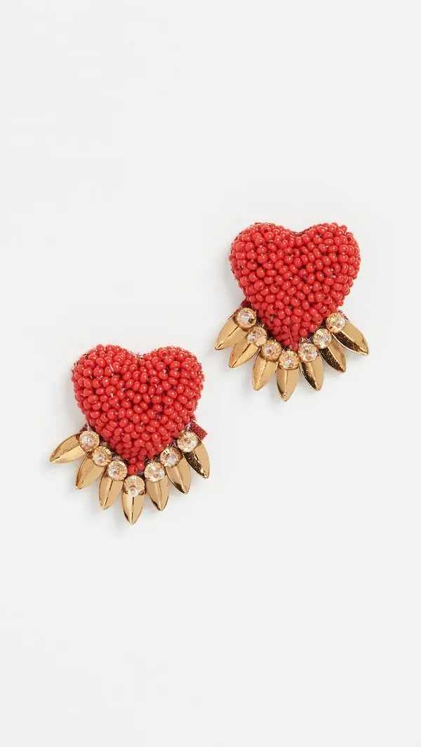 Deepa Gurnani Danika Heart Earrings - Red