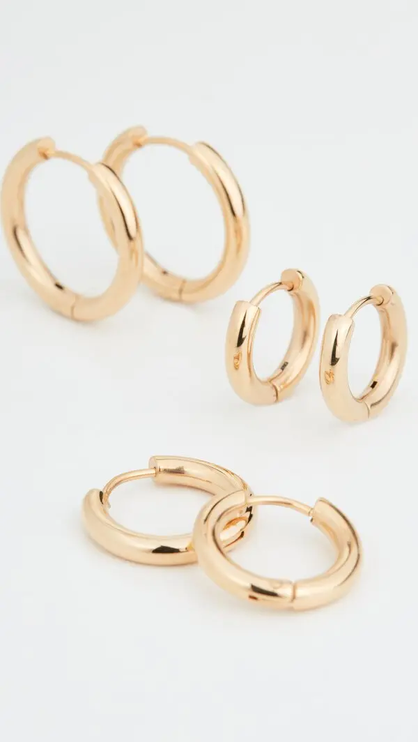 Shashi Triples Hoop Earrings - Yellow Gold