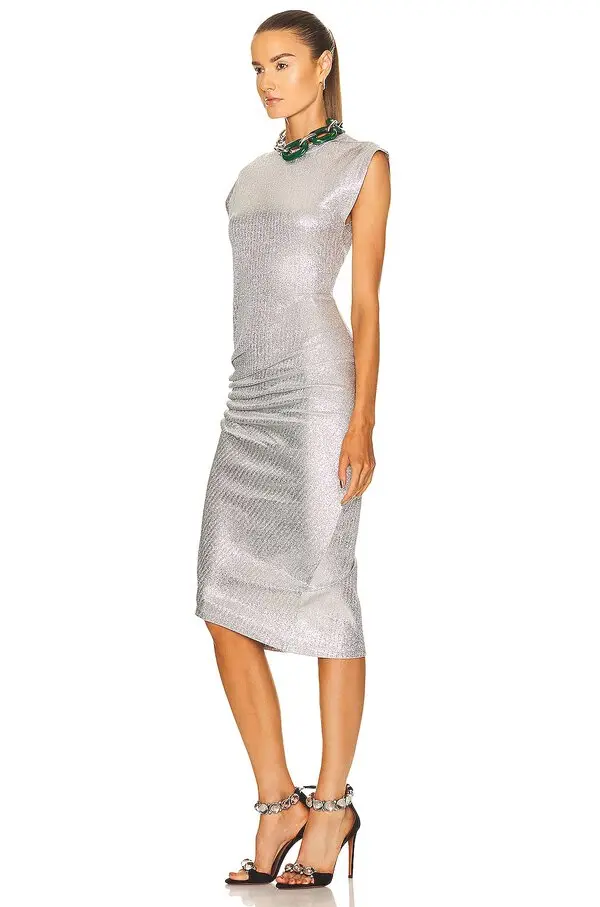 Rabanne Metallic Midi Dress - Silver