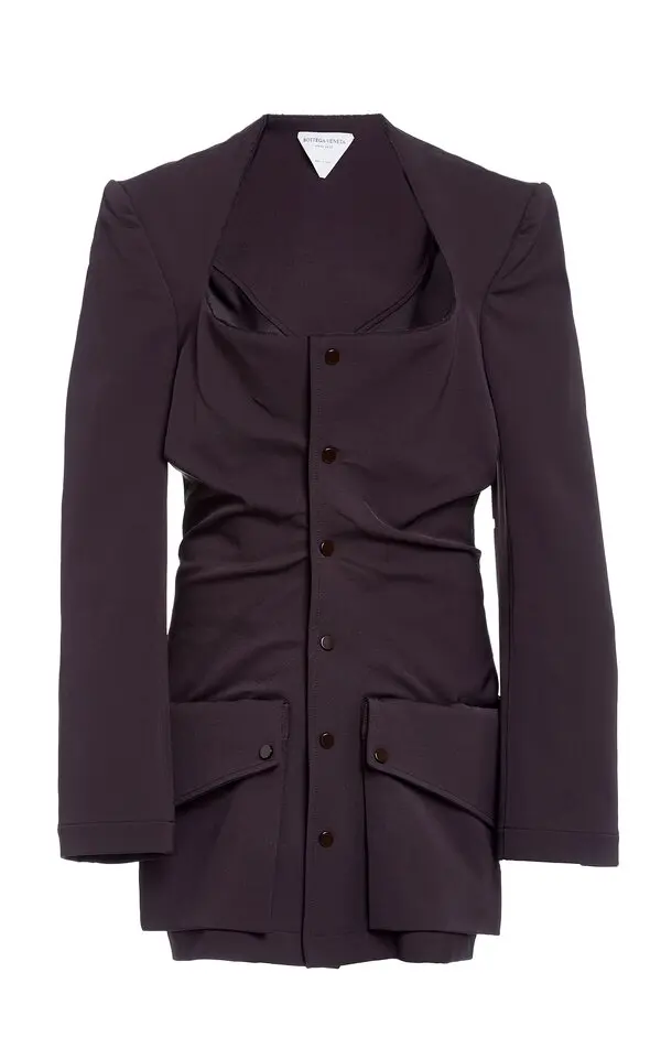 Bottega Veneta Gathered Gabardine Blazer - Brown