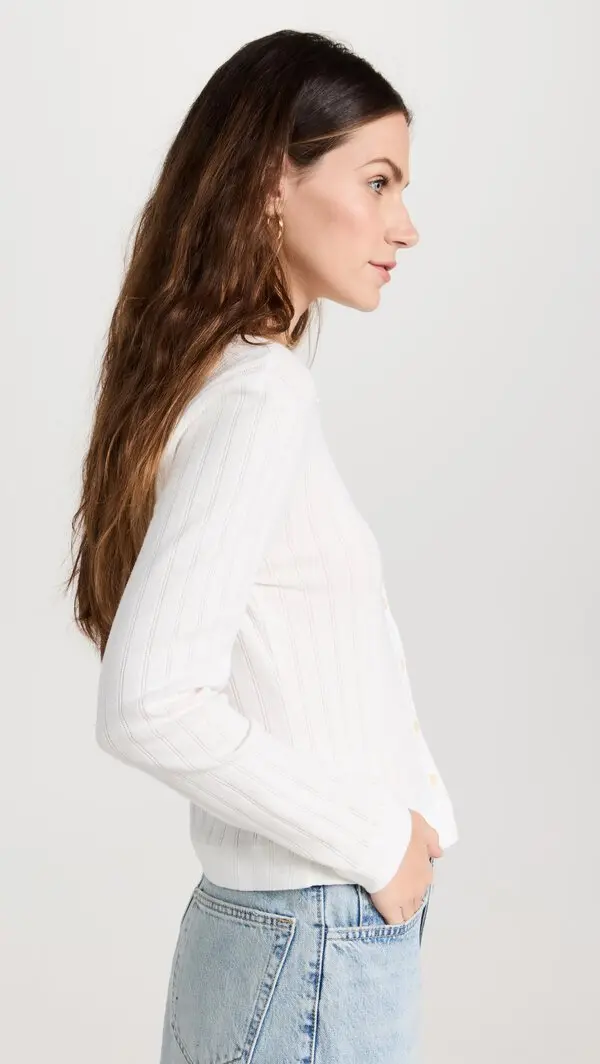 LESET Classic Pointelle Knit Cardigan