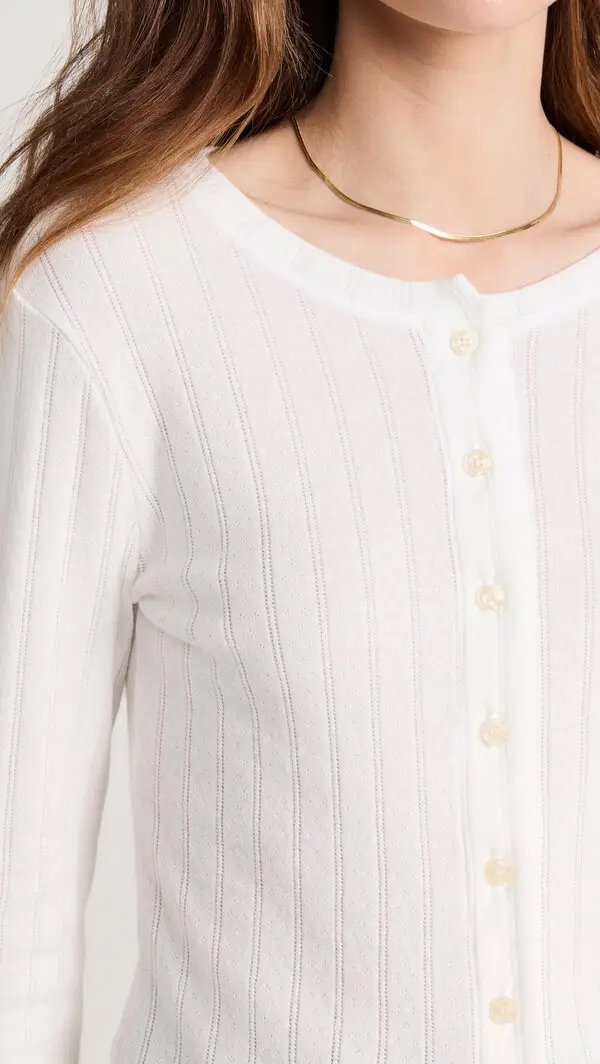 LESET Classic Pointelle Knit Cardigan