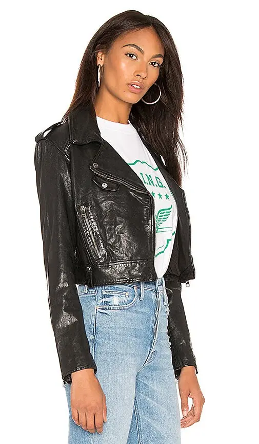 LAMARQUE Ciara Leather Biker Jacket - Black