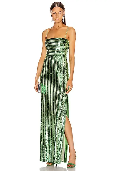 Galvan Stargaze Bandeau Dress In Green In Jade - 35% Off | Editorialist