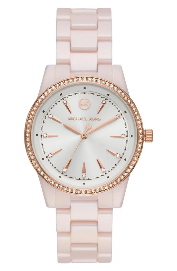 Michael Kors Ritz Pave Ceramic Bracelet Watch, 37mm One-Color