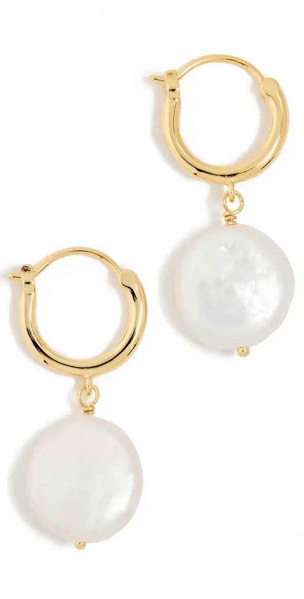 Gorjana Reese Pearl Huggie Earrings - Gold