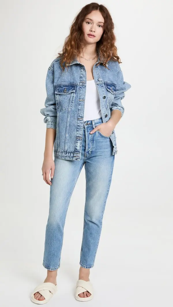 ANINE BING Rory Denim Trucker Jacket - Vintage Blue