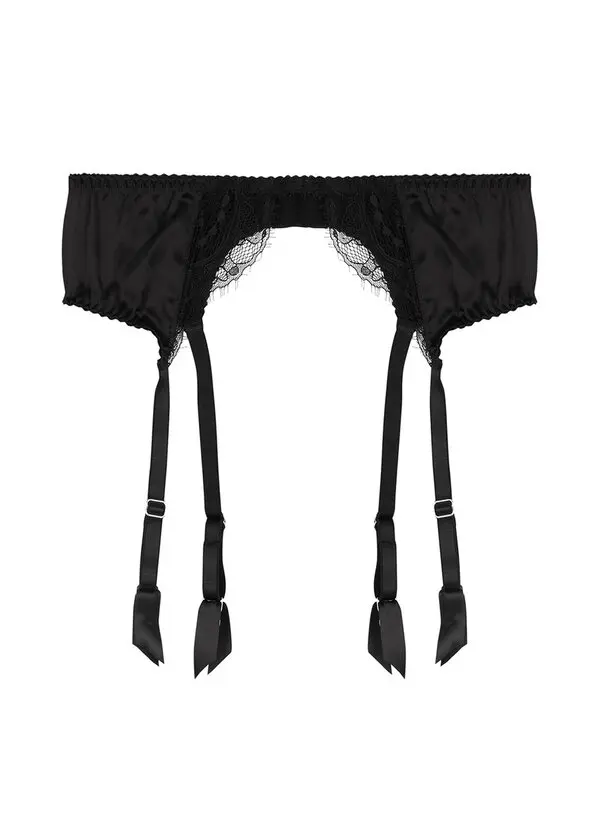 FLEUR OF ENGLAND Signature Silk-blend Suspender Belt - Black