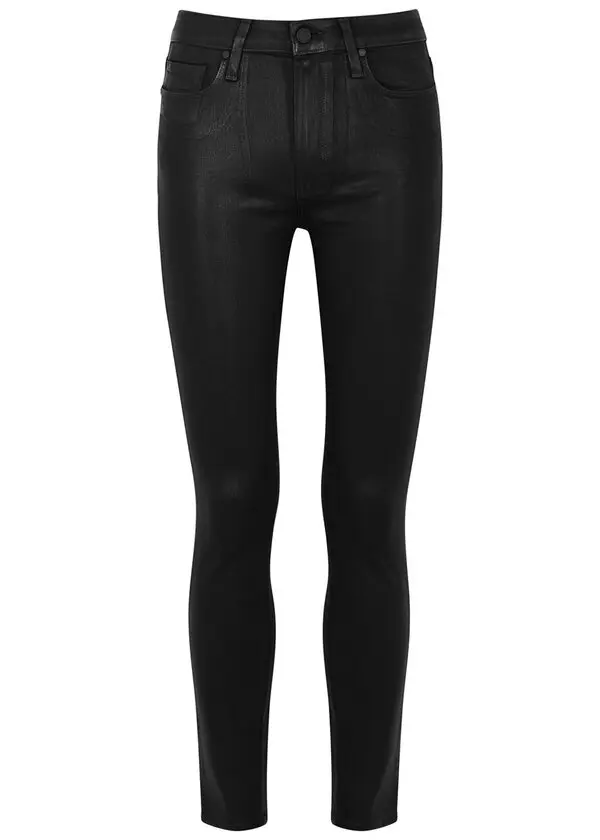 Paige Hoxton Ankle Coated Skinny Jeans - Black