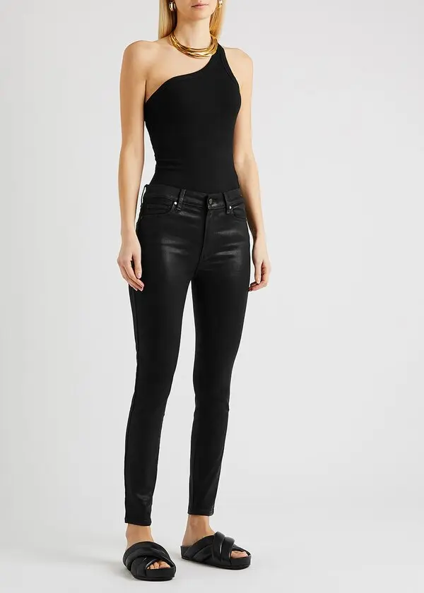 Paige Hoxton Ankle Coated Skinny Jeans - Black