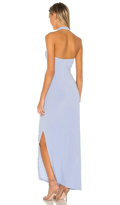 Norma Kamali Halter Sweetheart Side Drape Gown - Celestial Blue