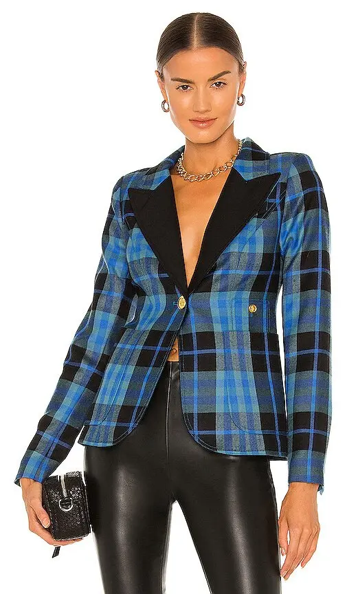 Smythe Patch Pocket Duchess Blazer - Blue Tartan & Black