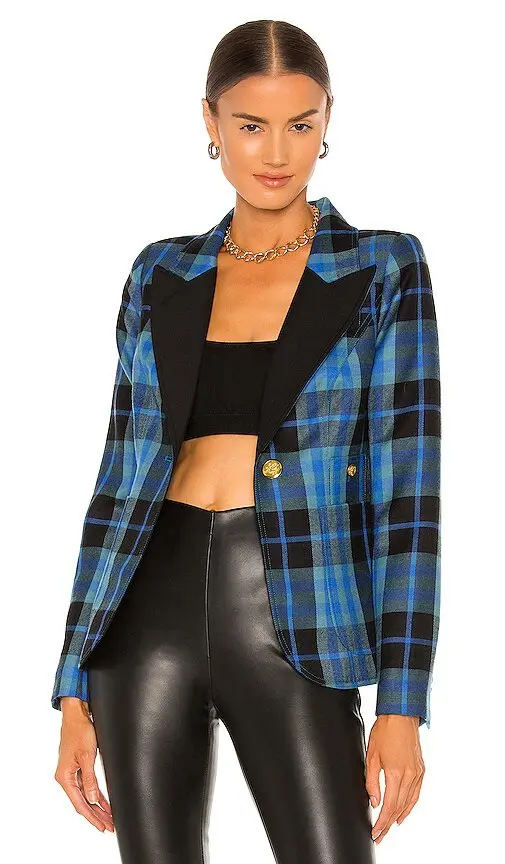 Smythe Patch Pocket Duchess Blazer - Blue Tartan & Black