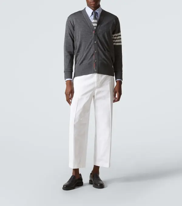 Thom Browne 4-bar Merino Wool Cardigan - Grey