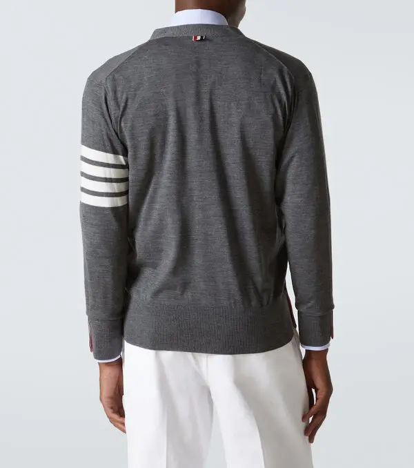 Thom Browne 4-bar Merino Wool Cardigan - Grey